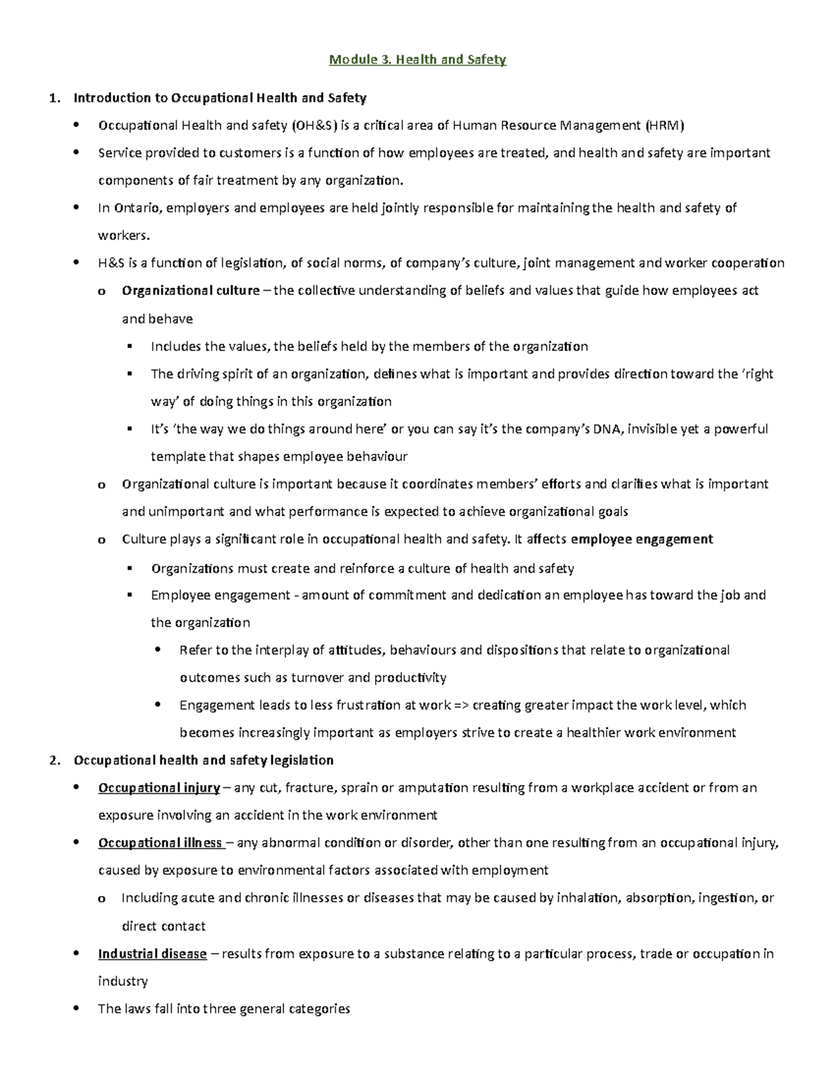 CMHR523 - Module 3 - Module 3. Health and Safety Introduction to ...