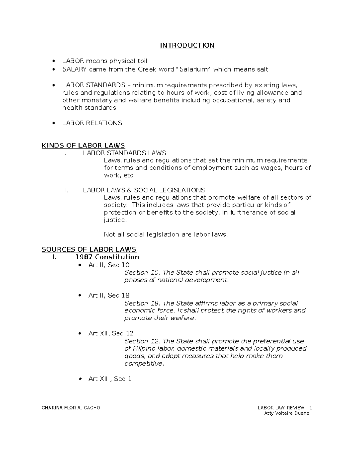312651658 Labor Law Review Atty v Duano - INTRODUCTION LABOR means ...