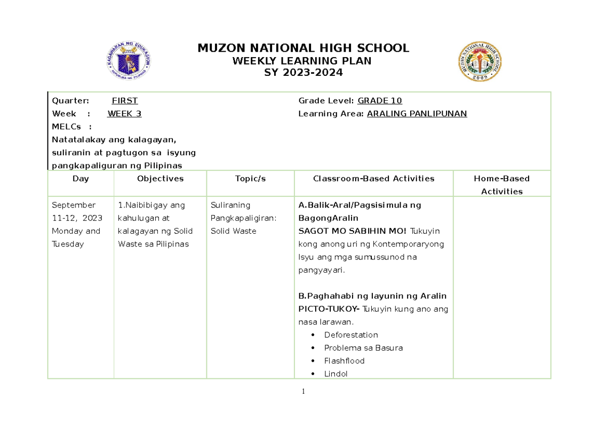 WEEK 3 Quarter 1 - just lecture - MUZON NATIONAL HIGH SCHOOL WEEKLY ...