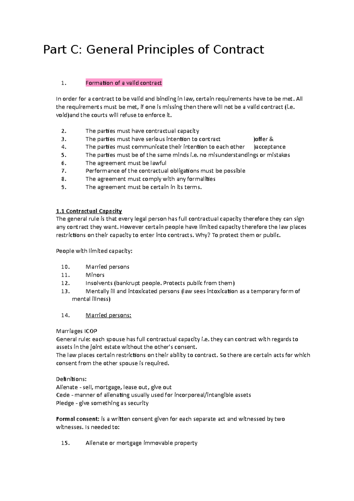 Part C summaries - 2022. Detailed summary - Part C: General Principles ...