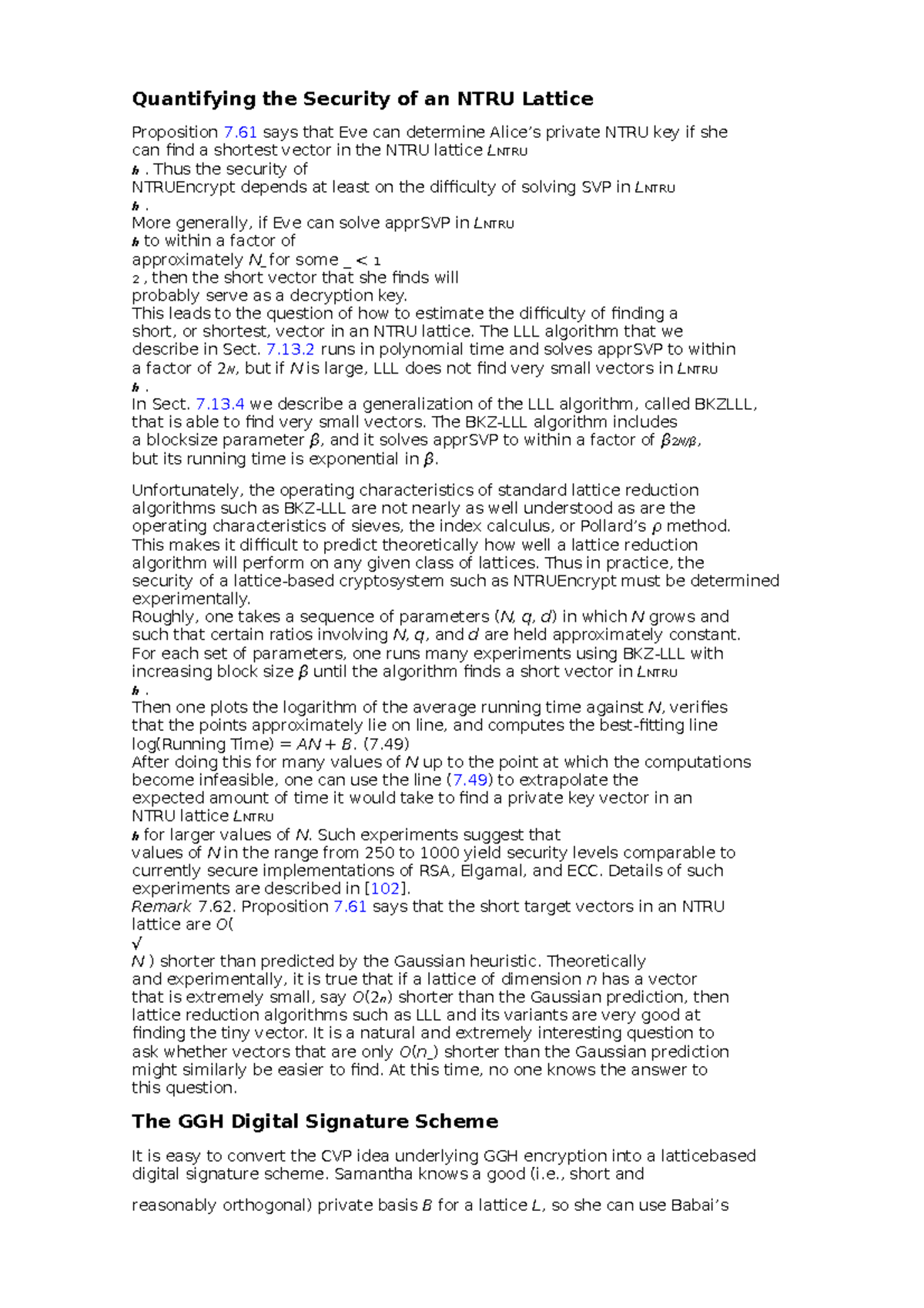 Quantifying The Security Of An Ntru Lattice Quantifying The Security