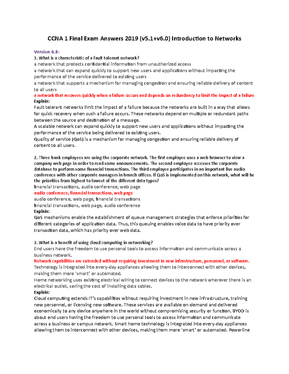 CCNA 1 Final Exam Answers 2019 (v5.1+v6.0) Introduction to Networks 299 Questions and answers ...