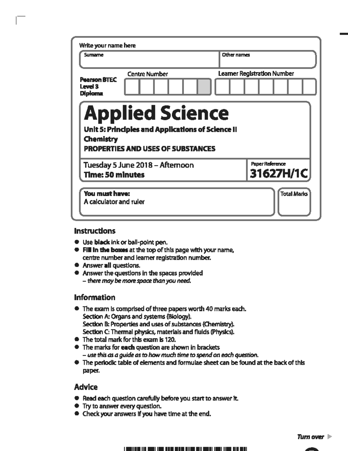 Applied science test - Studocu