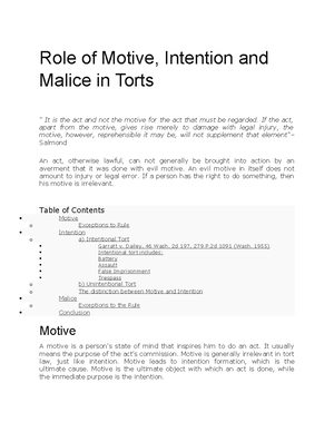 Law of Torts summary - SCHOOL OF LAW L201 - LAW OF TORTS MODULE Kenneth ...