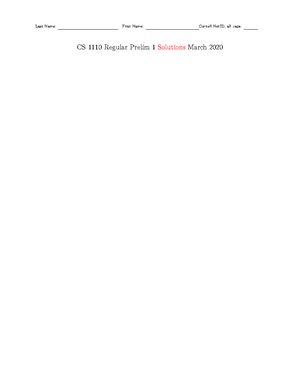 2016 spring prelim 1 answers - Solution: CS 1110 Prelim 1 March 15th ...