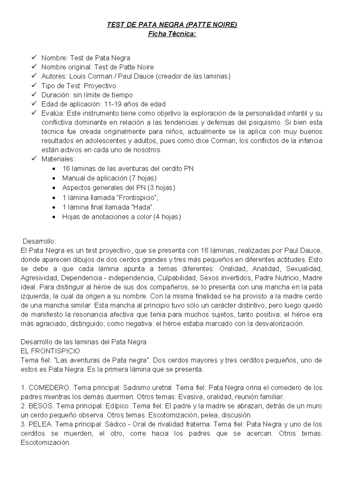 TEST DE PATA Negra - TEST DE PATA NEGRA (PATTE NOIRE) Ficha Técnica ...
