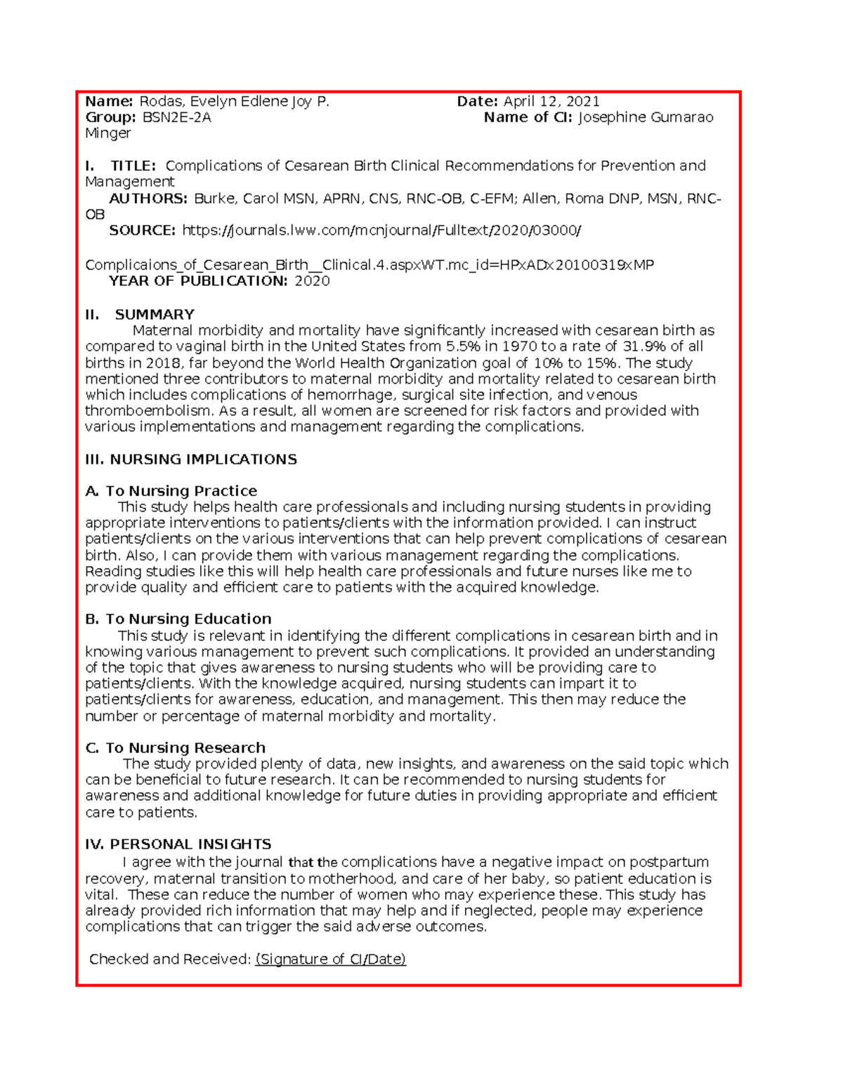 DR Journal Rodas-1 - Name: Rodas, Evelyn Edlene Joy P. Date: April 12 ...