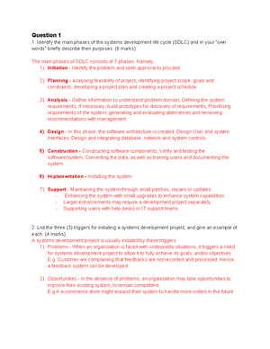 ICT284 2022 TM Final Exam - ICT284 Systems Analysis and Design Final ...