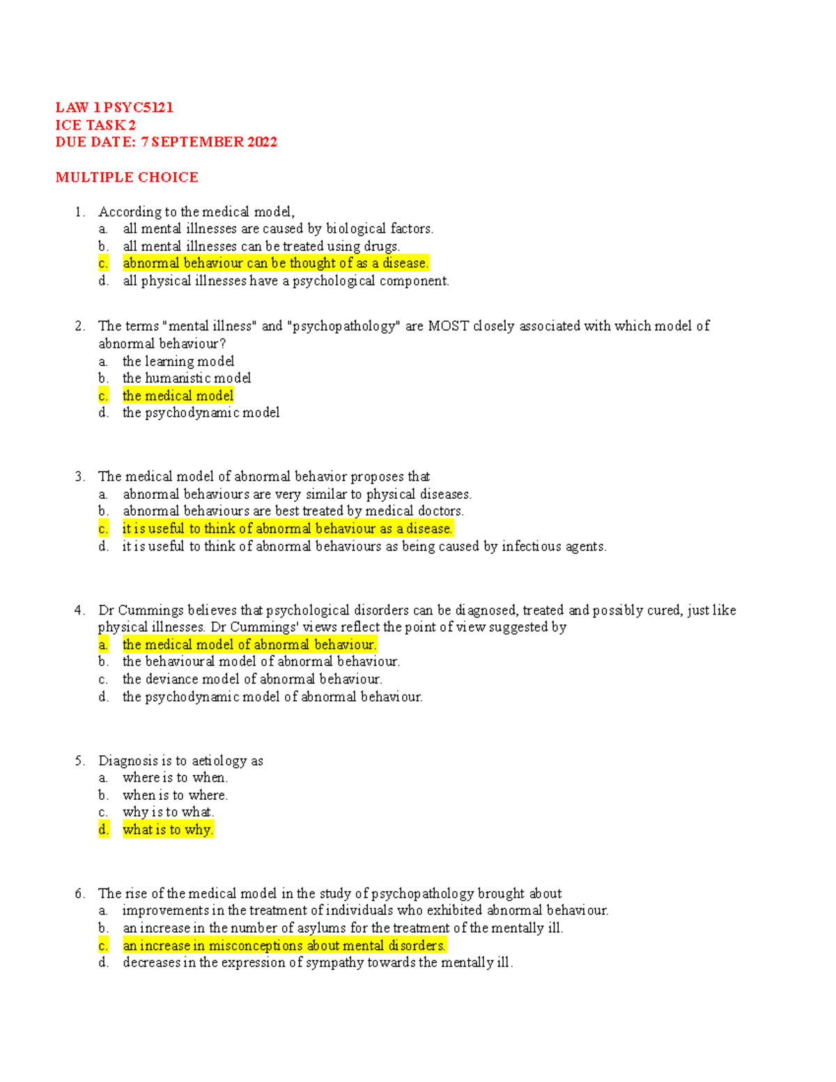 ICE TASK 2 - extra tasks - LAW 1 PSYC ICE TASK 2 DUE DATE: 7 SEPTEMBER ...