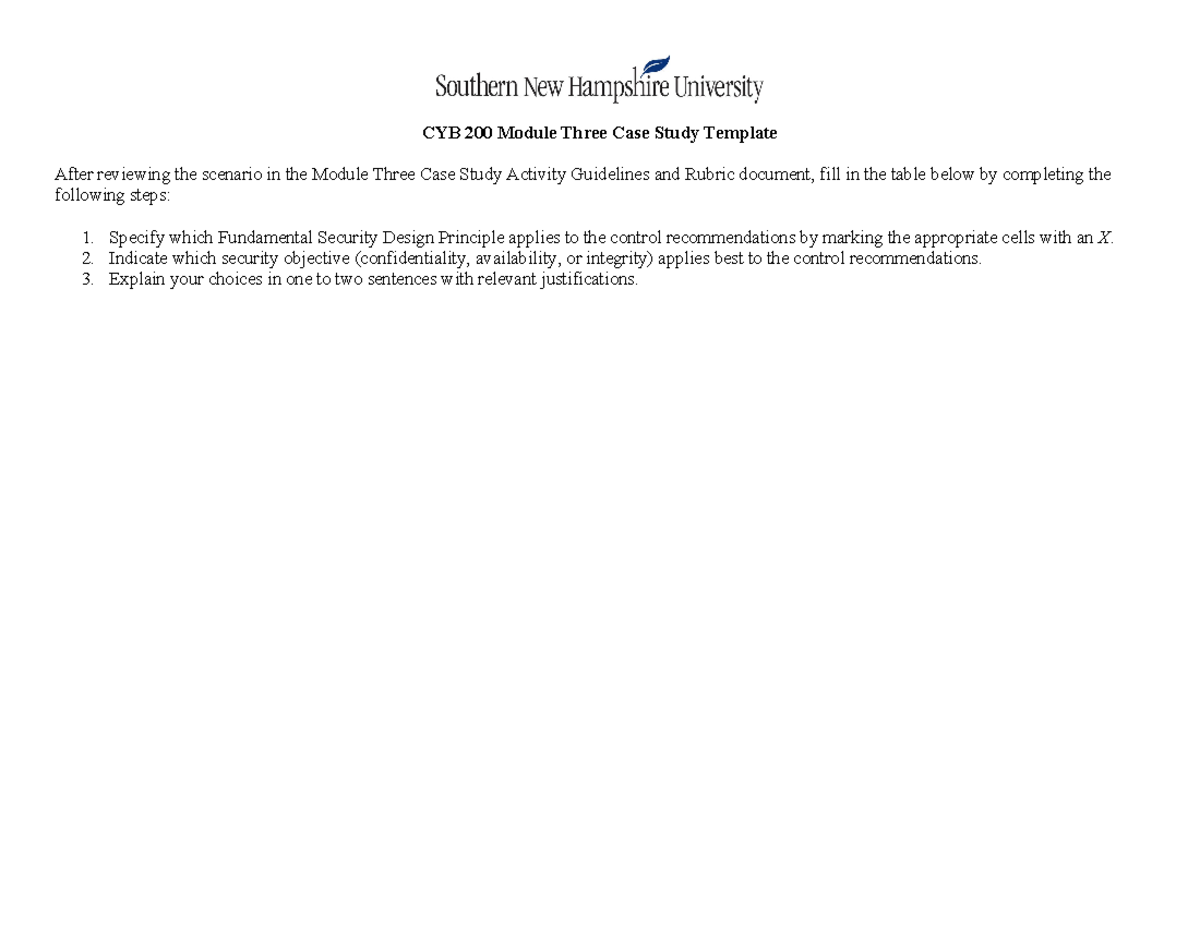 CYB 200 Module Three Case Study Template - CYB 200 Module Three Case ...