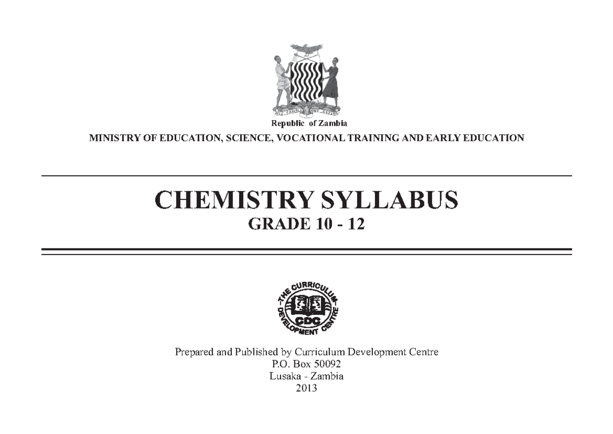 Chemistry Grade 10 12 - BE SAFE - CHEMISTRY SYLLABUS GRADE 10 - 12 ...