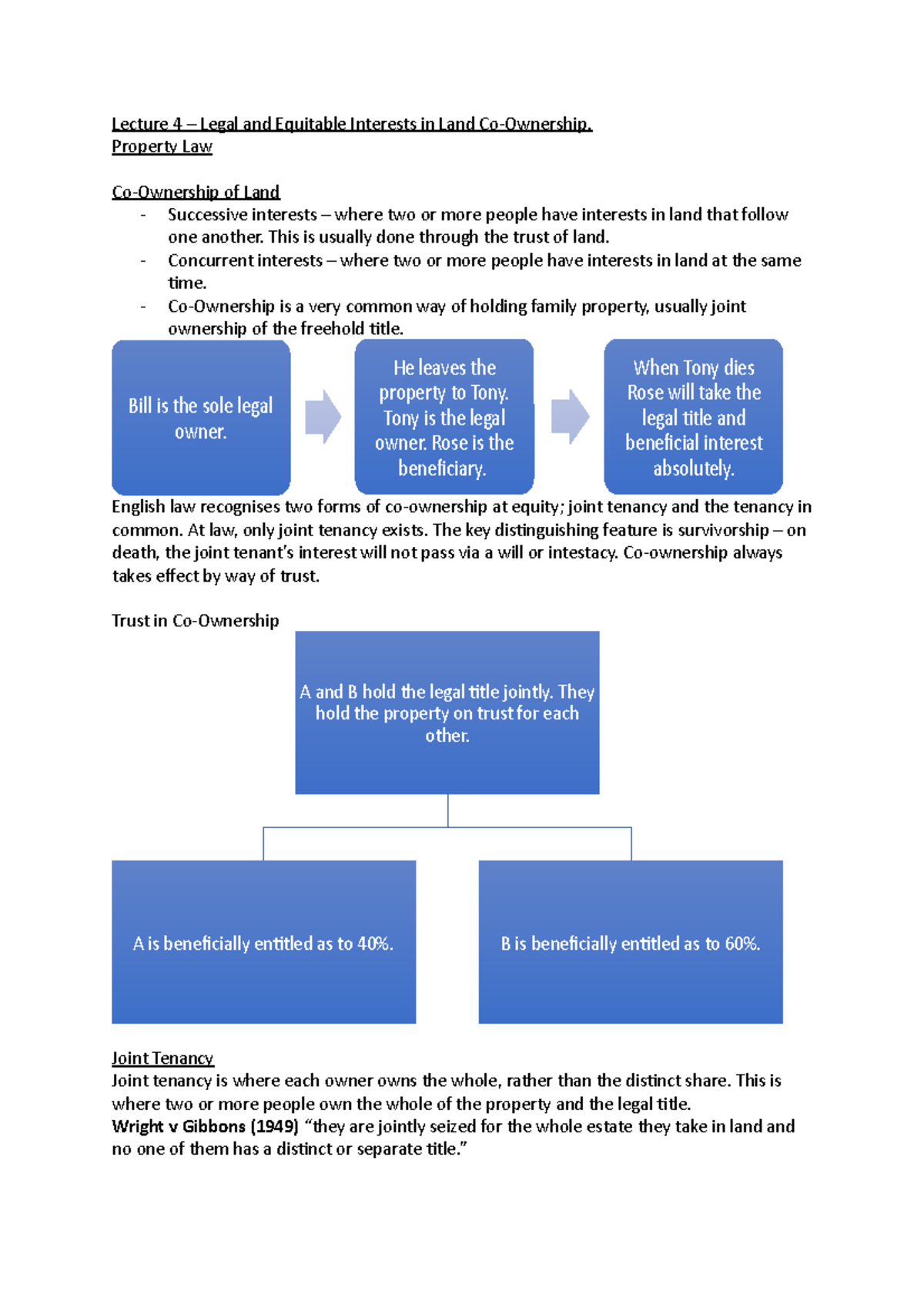 Lecture 4 – Legal and Equitable Interests in Land Co - Property Law Co ...