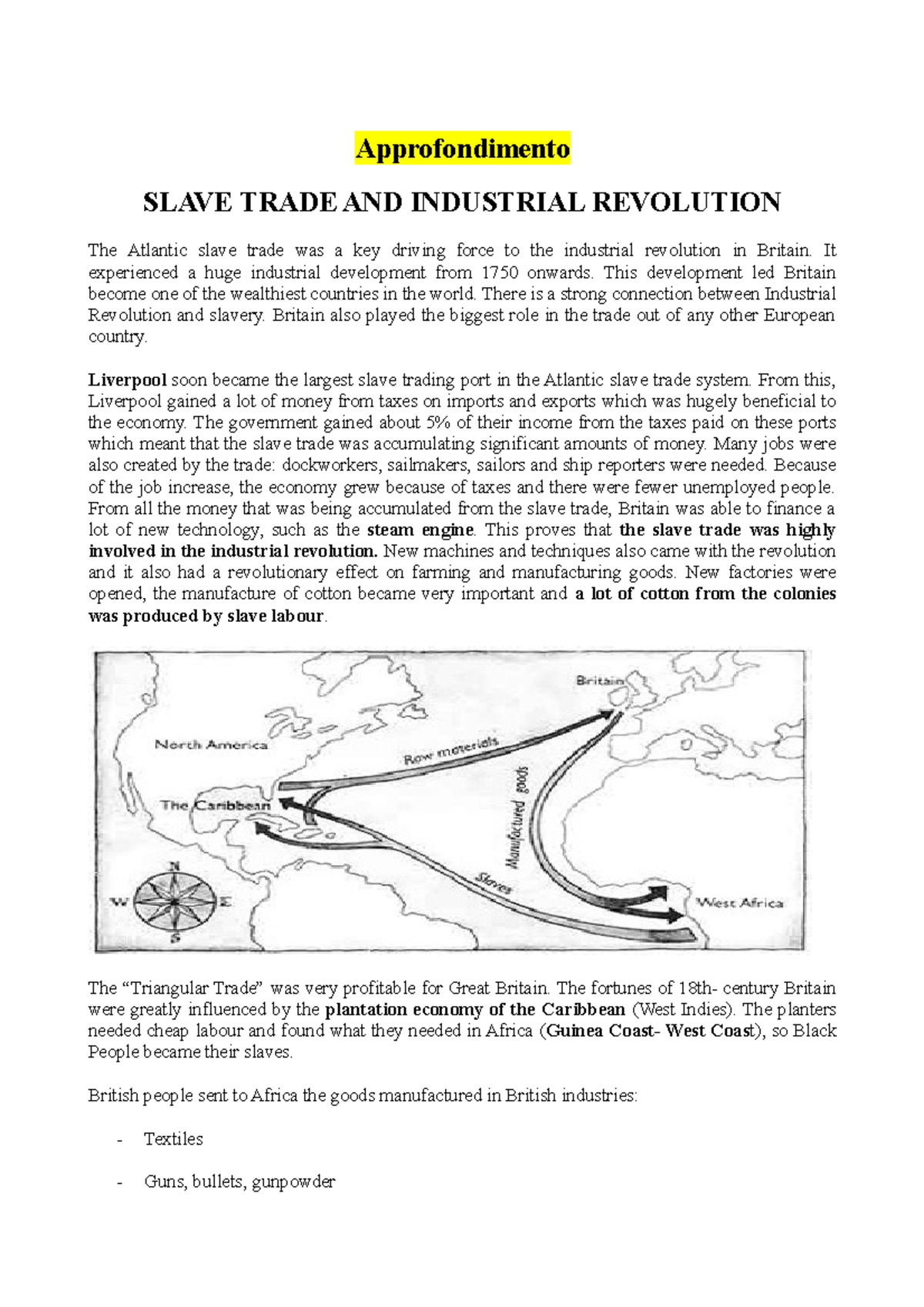 Industrial Revolution IN Depth - Approfondimento SLAVE TRADE AND ...