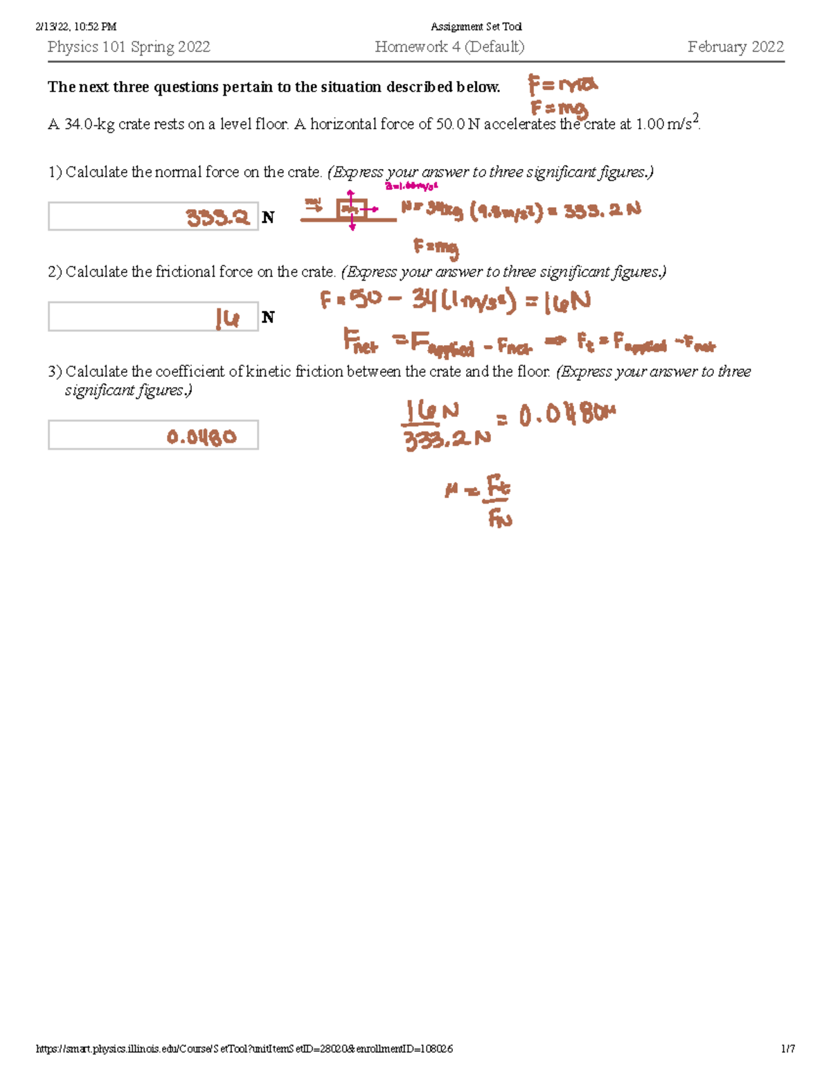 Phys - physics homework - Physics 101 Spring 2022 February 2022 1) 2) 3 ...