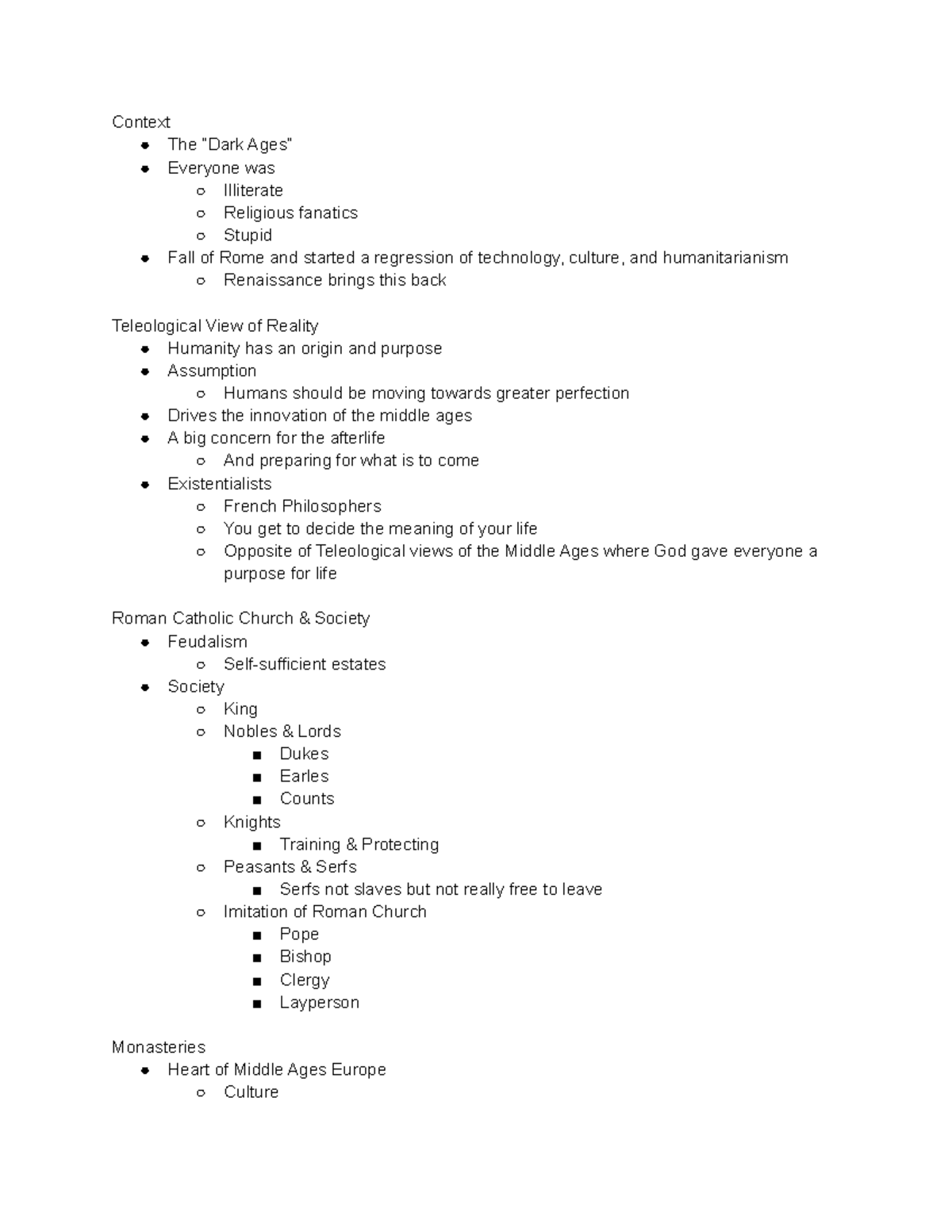 Lecture 16 - middle ages 1 - Context The “Dark Ages” Everyone was ...