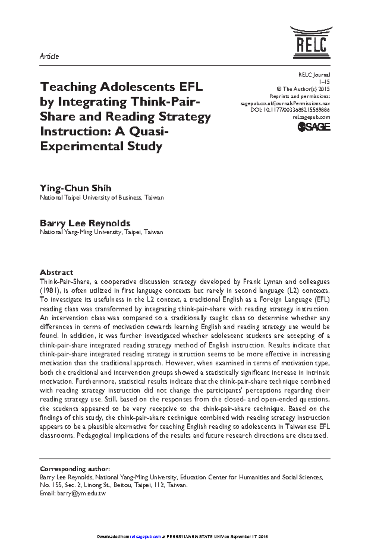 10.1.1 - So interesting - RELC Journal 1 – © The Author(s) 2015 ...