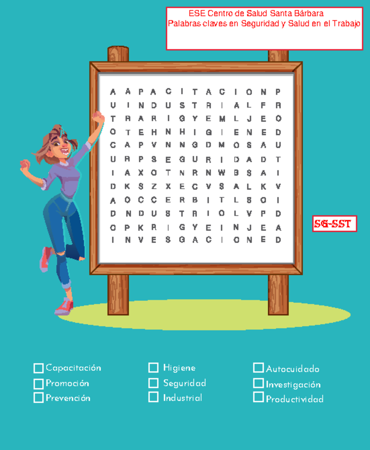 Sopa de letras SST - Factores de riesgo - 33 Capacitación Promoción ...
