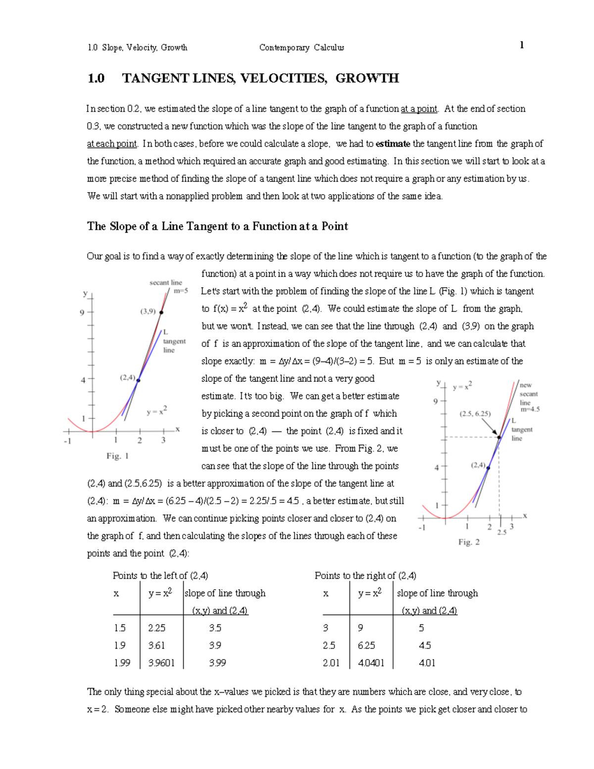 Week008-Course Module-Tangent Lines Velocities Growth - 1 TANGENT LINES, VELOCITIES, GROWTH In ...