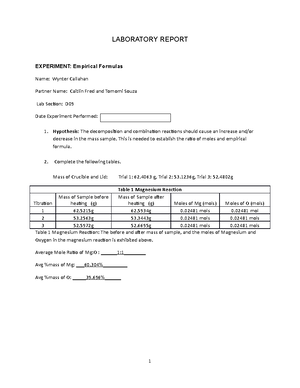 Formal Lab Report Redox titration - Experiment: Redox Titration and ...