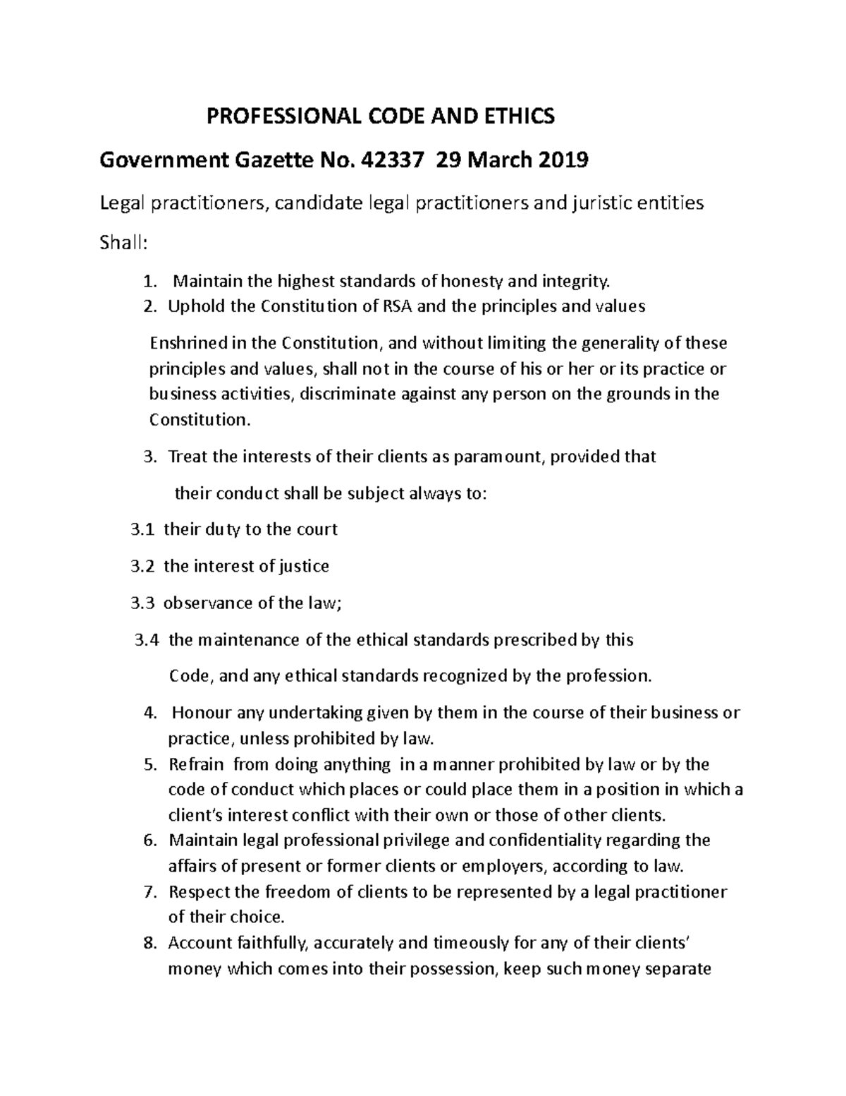 Lesson 1 PROF CODE OF Ethics - PROFESSIONAL CODE AND ETHICS Government ...