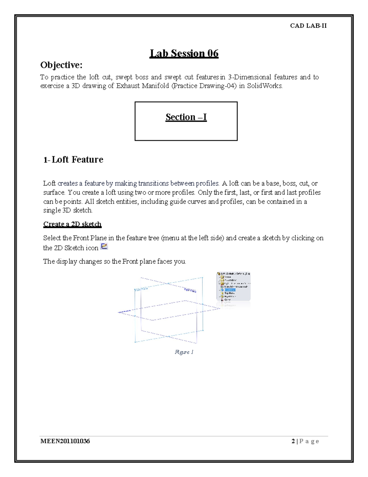 CAD-II LM06 - Section – I Lab Session 06 Objective: To practice the ...