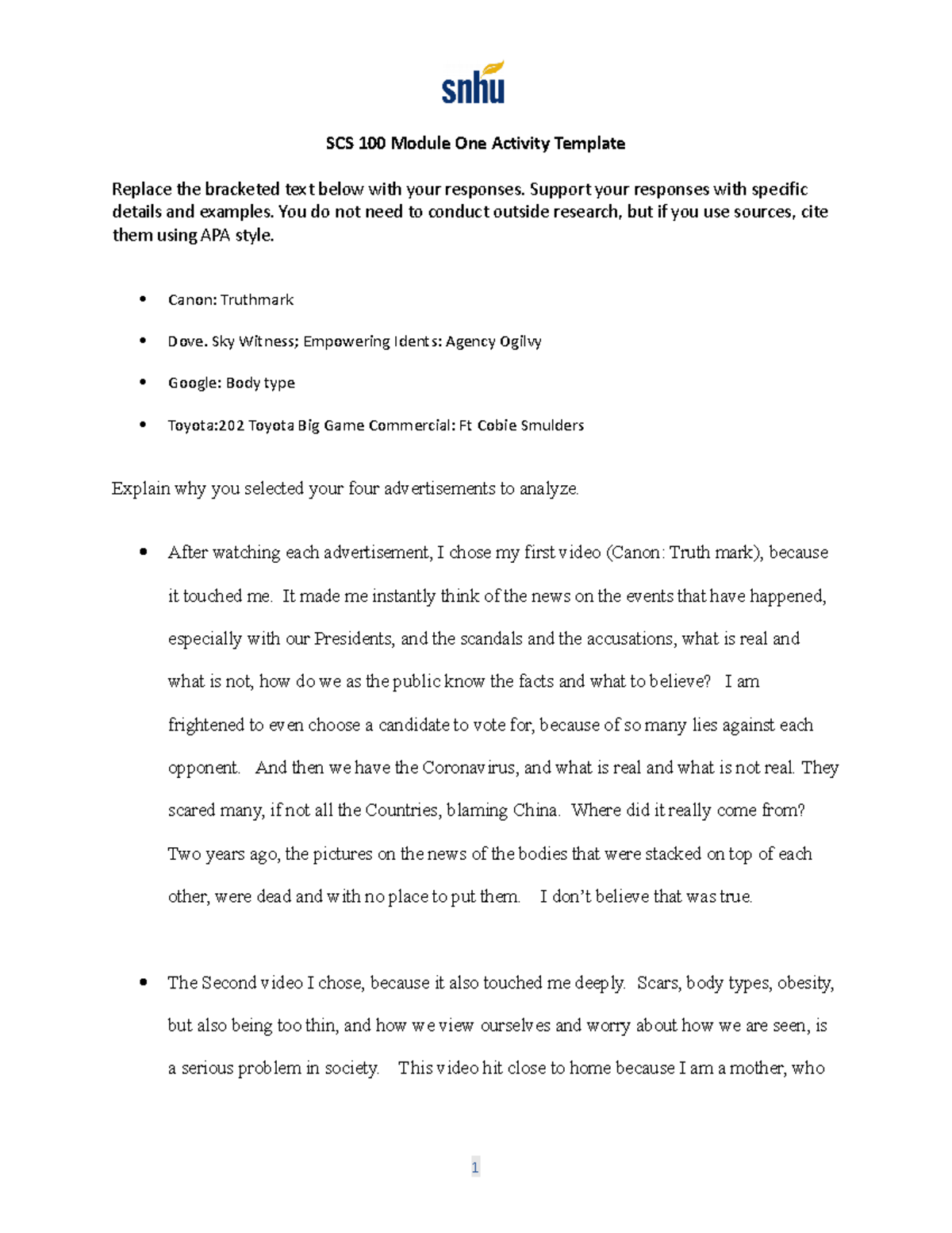1 SCS 100 Module One Activity Template - SCS 100 Module One Activity ...