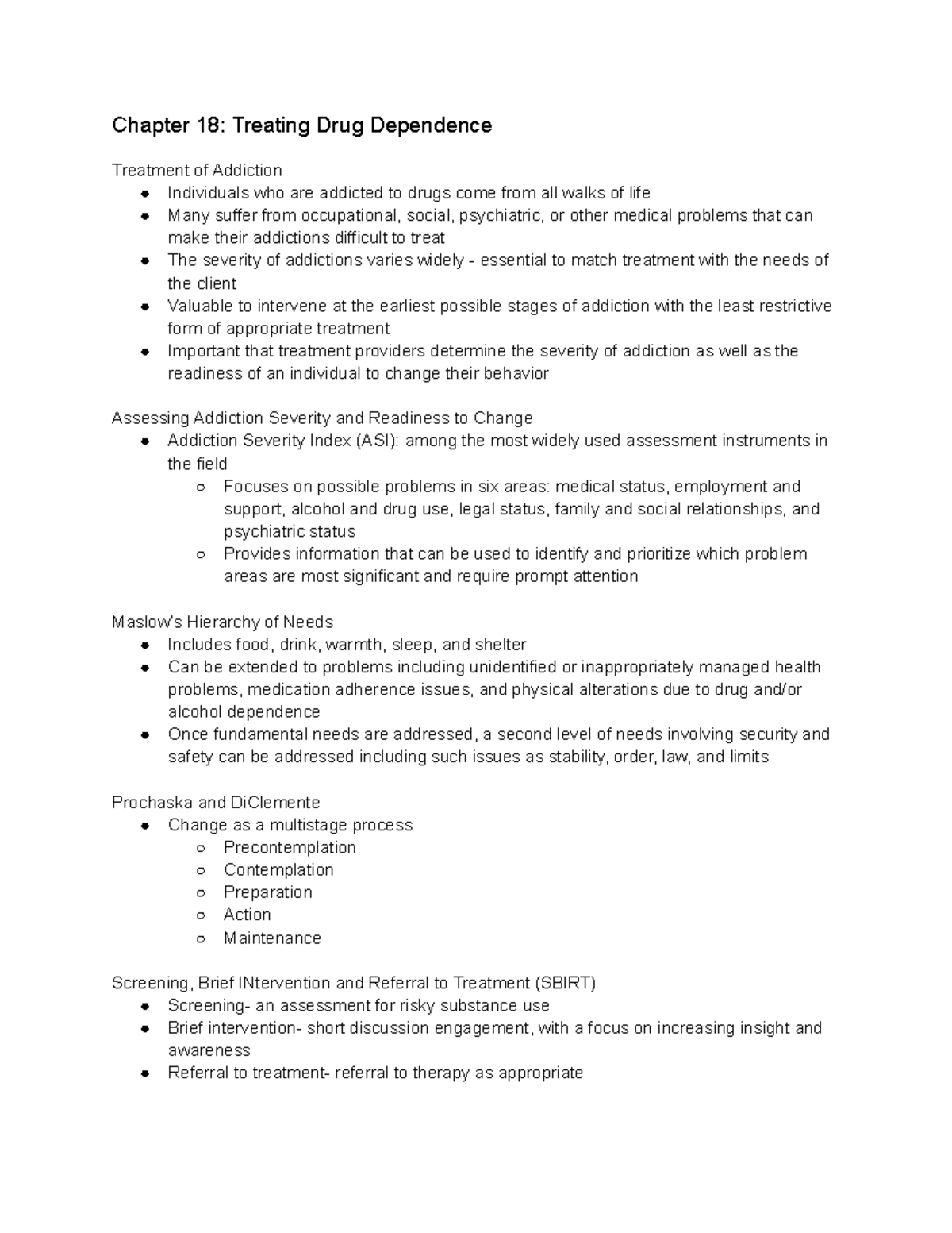 Ch 18 - Chapter 18 Notes: Treating Drug Dependence - Chapter 18 ...