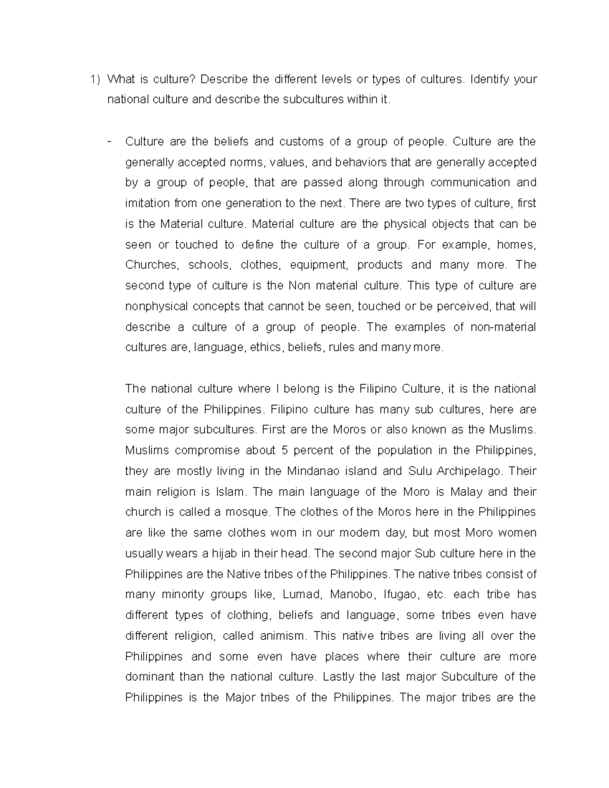 Module 2-Assignment - Assignment - What is culture? Describe the ...