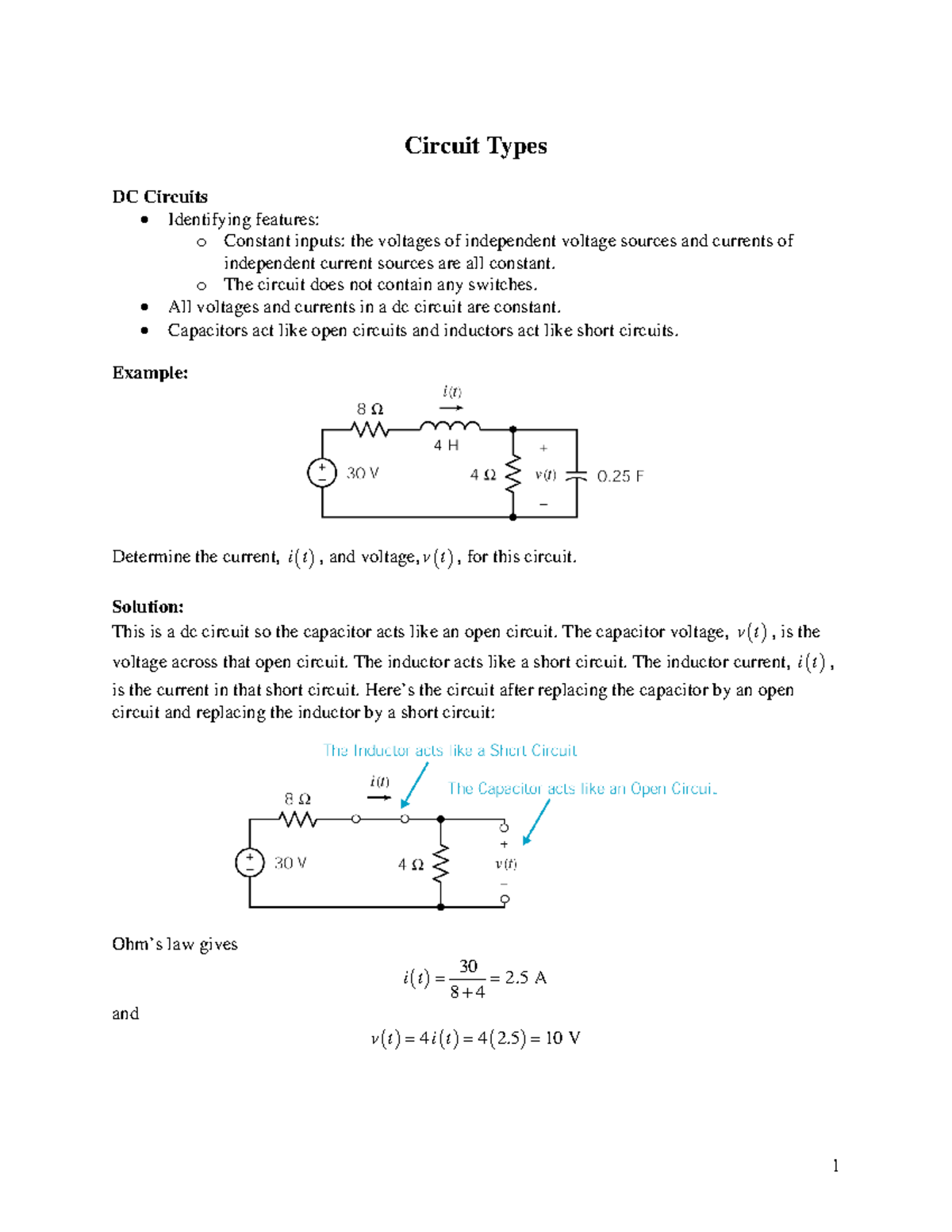 Circuit Types Circuit Types Dc Circuits Identifying Features O