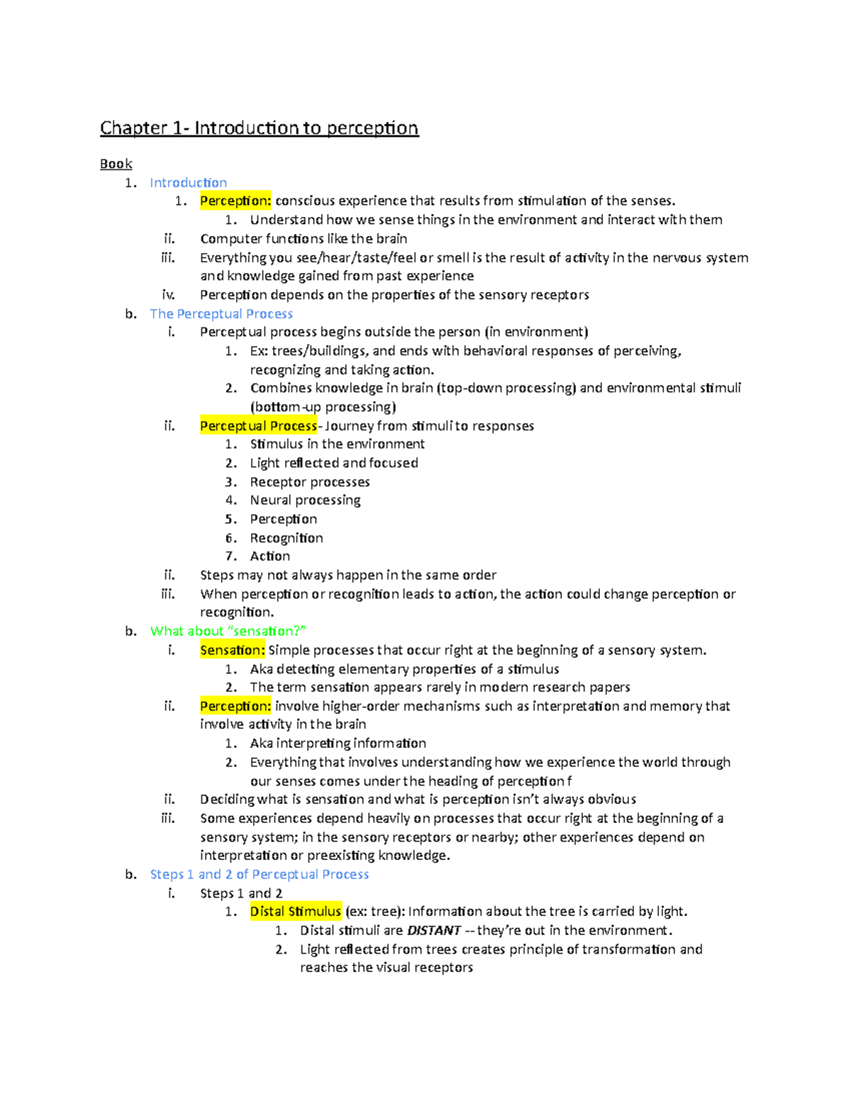 Perception - exam 1 study guide - Chapter 1- Introduction to perception ...