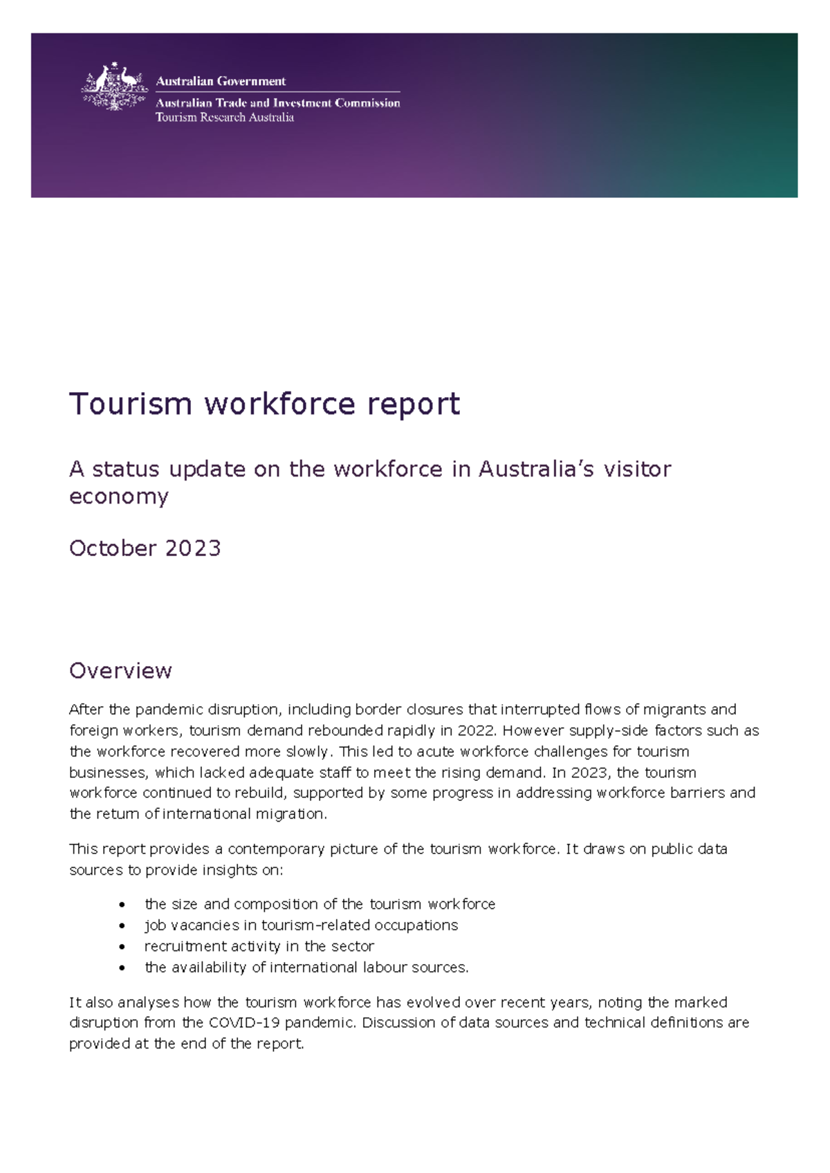 Tourism-workforce-report-october-2023 - Tourism workforce report A ...