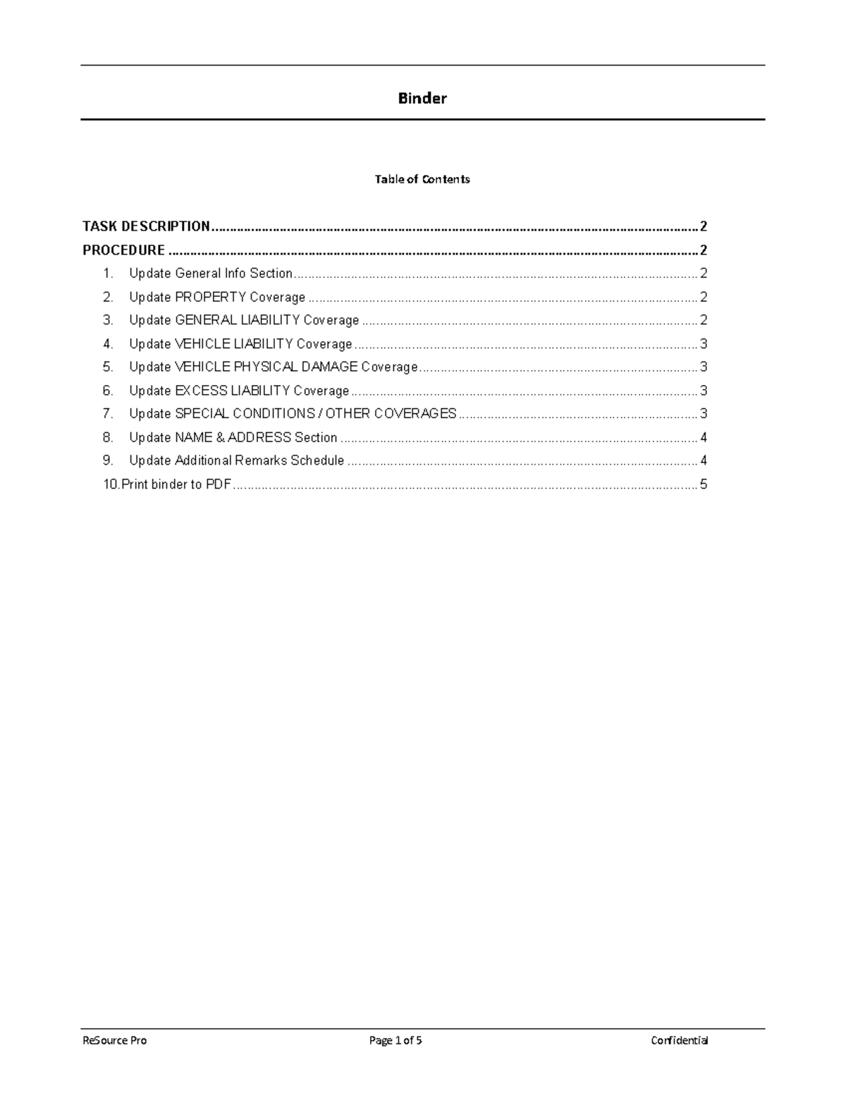 Binder - hjjbknkcsa - Table of Contents TASK DESCRIPTION PROCEDURE ...