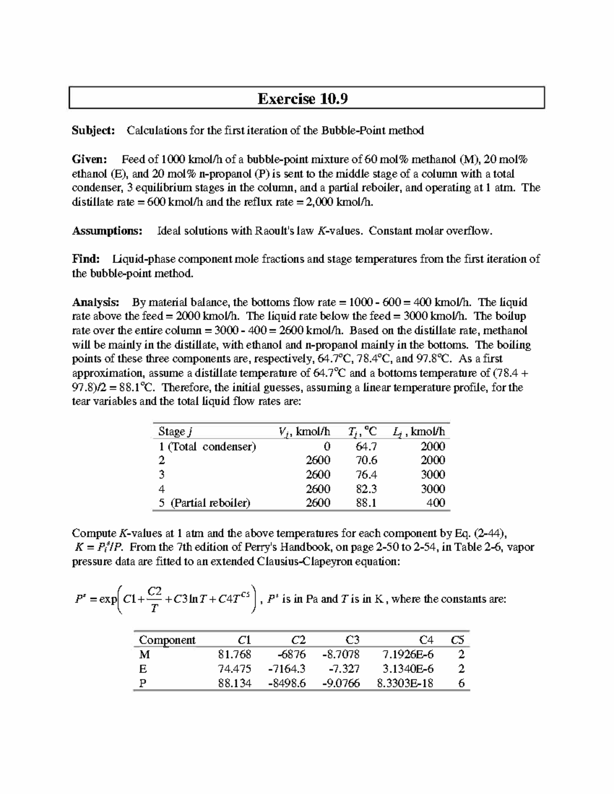 10 9 - Solutions to module 10 - Exercise 10. 9 Subject: Calculations for the first iteration of ...