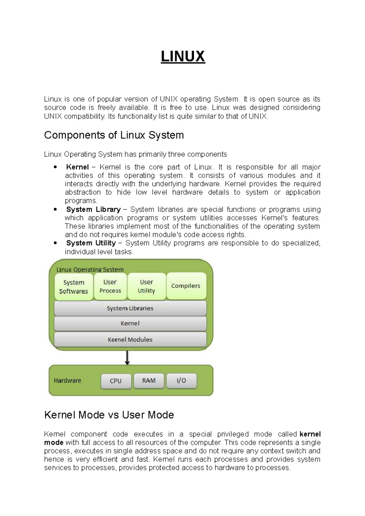 Linux - LINUX Linux is one of popular version of UNIX operating System ...