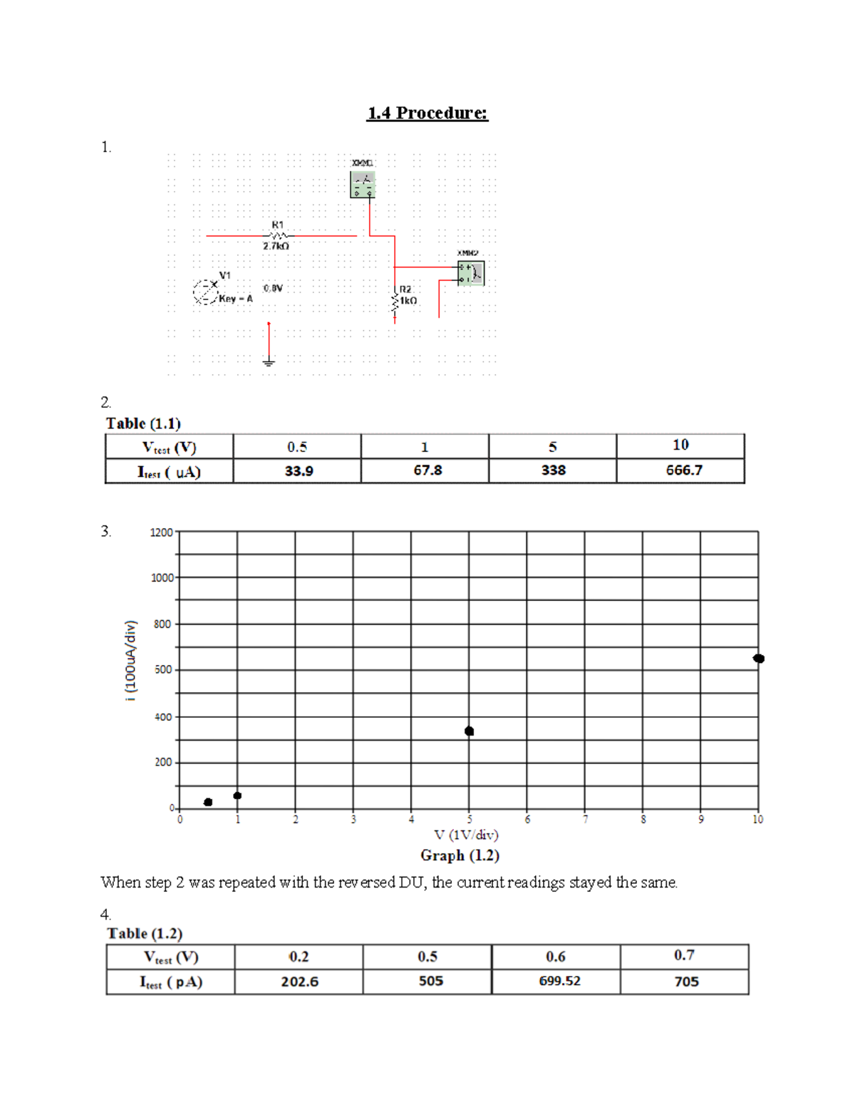 ELE lab 1 - lab 1 - 1 Procedure: 1. 2. 3. When step 2 was repeated with ...