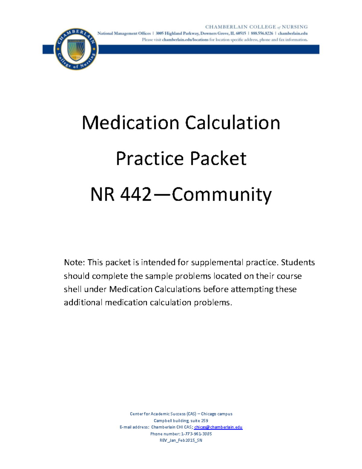 Community Math Packet - assignment - Center for Academic Success (CAS ...
