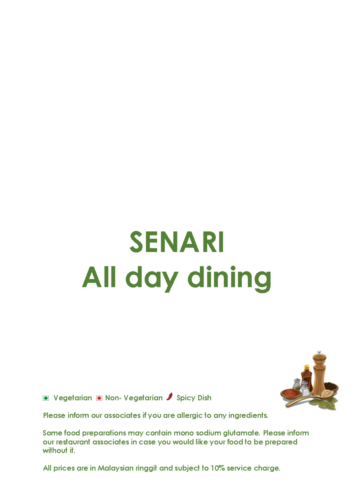 2022-MENU - SENARI All day dining Vegetarian Non- Vegetarian Spicy Dish ...