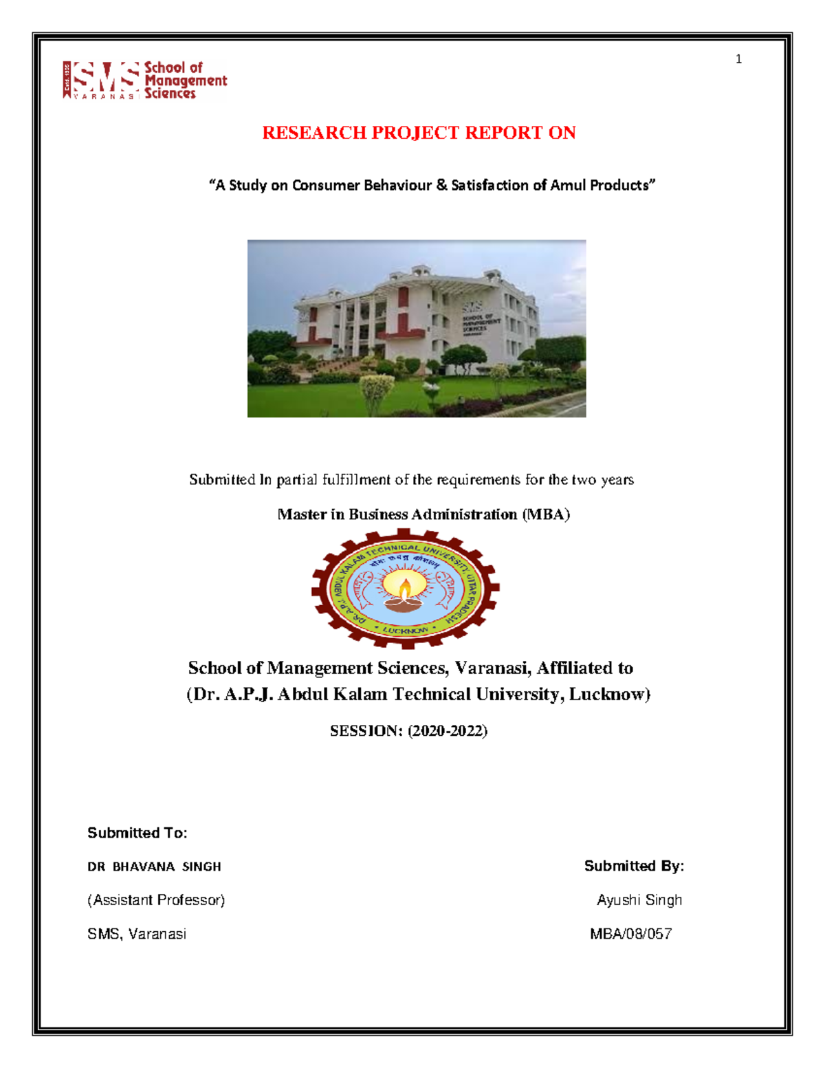 Ss - Project - RESEARCH PROJECT REPORT ON