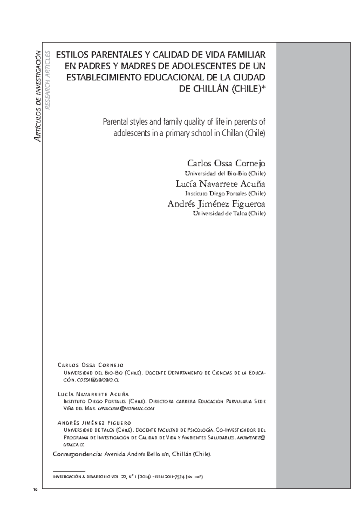 Estilos par Ental Es y calidad d E vida familiar En padr Es y madr Es d ...