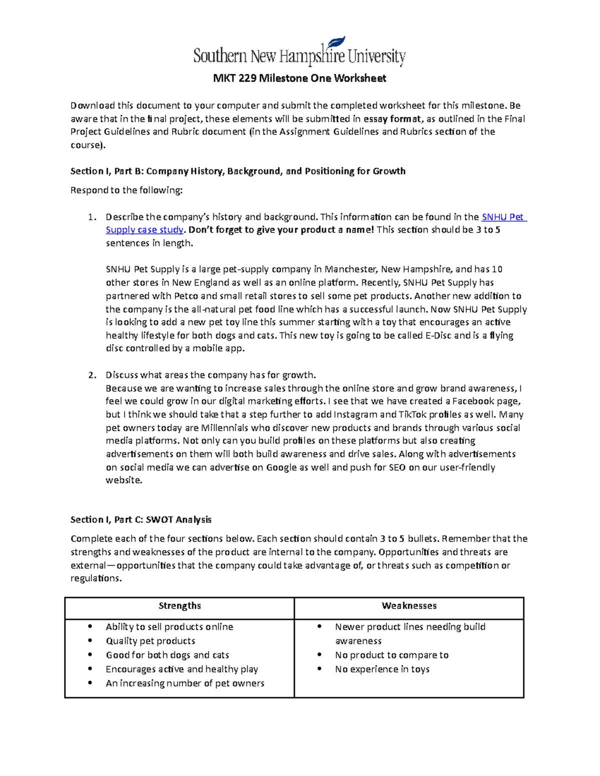 MKT 229 Milestone One Worksheet - MKT 229 Milestone One Worksheet ...