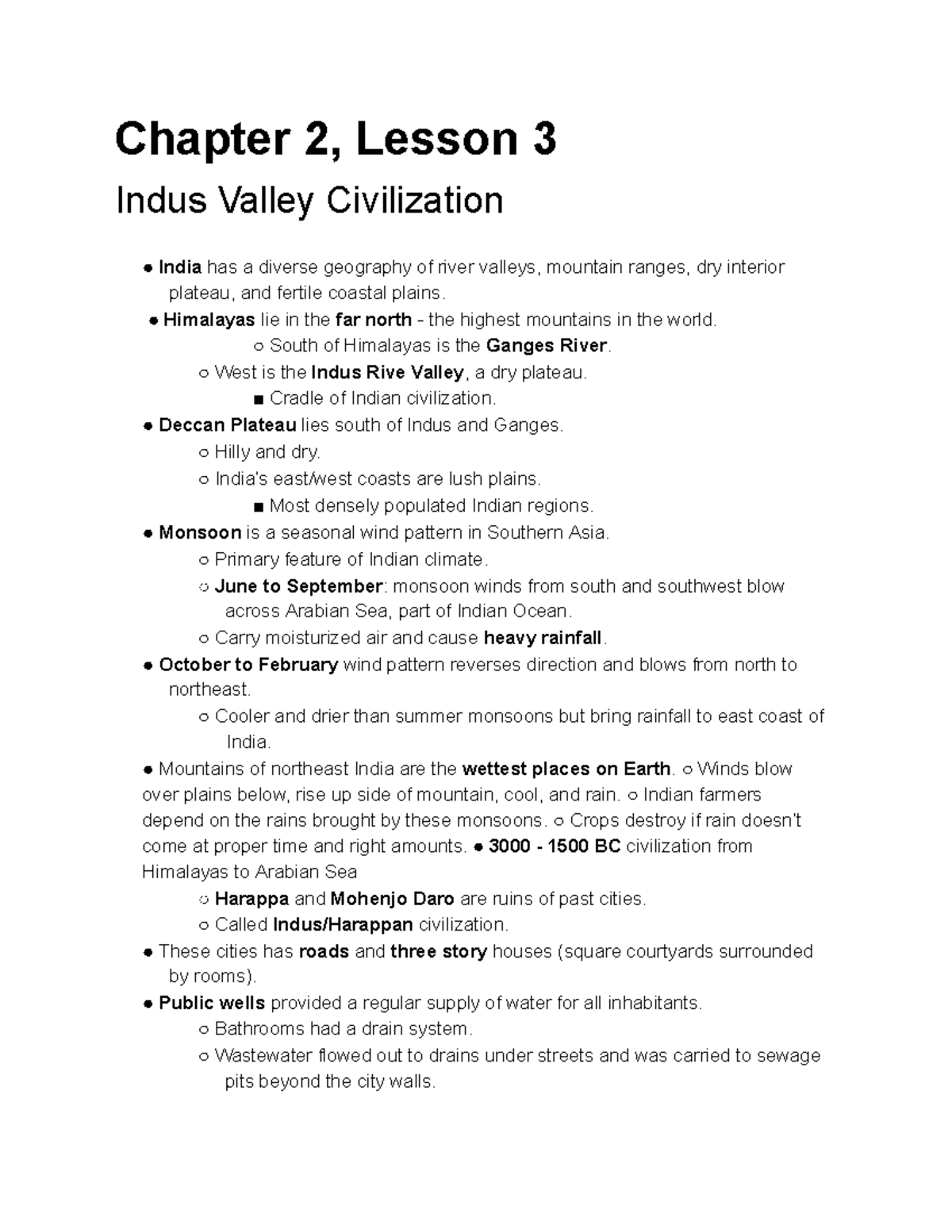 Indus Valley Civilization - Chapter 2, Lesson 3 Indus Valley ...