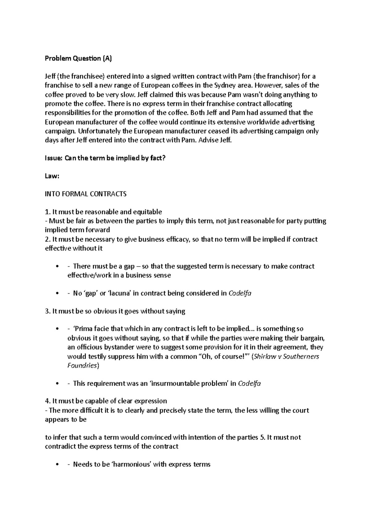 Week 4 Problem Question - Filling Gaps in the Contract - Problem ...