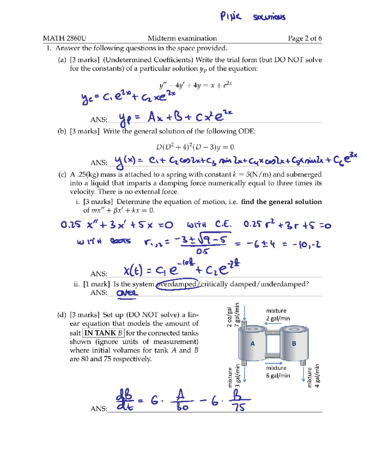 Exam 2013, questions and answers - midterm - Wows MATH 2860U Midterm ...