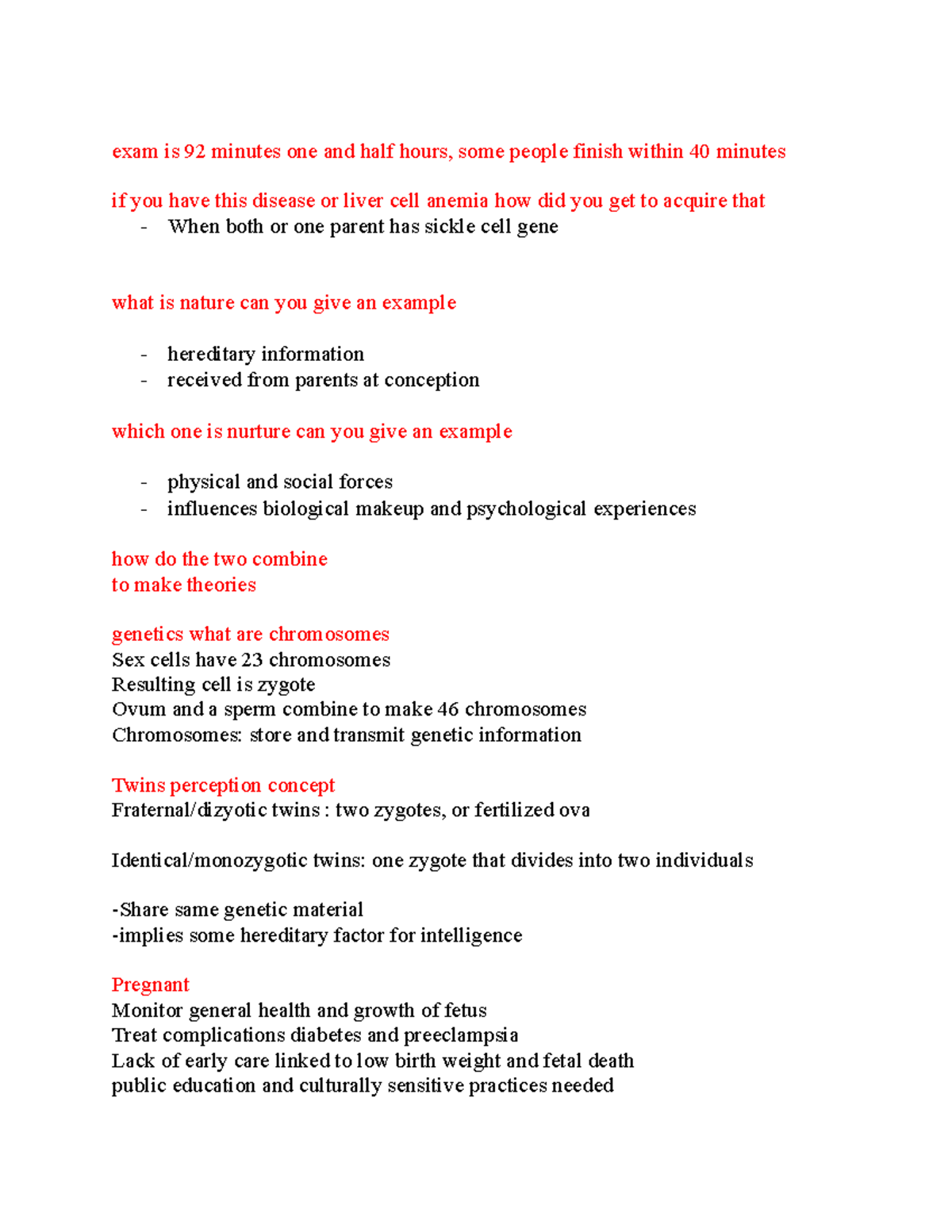 Mid Term Notes Human Development - DSW 114 - Studocu