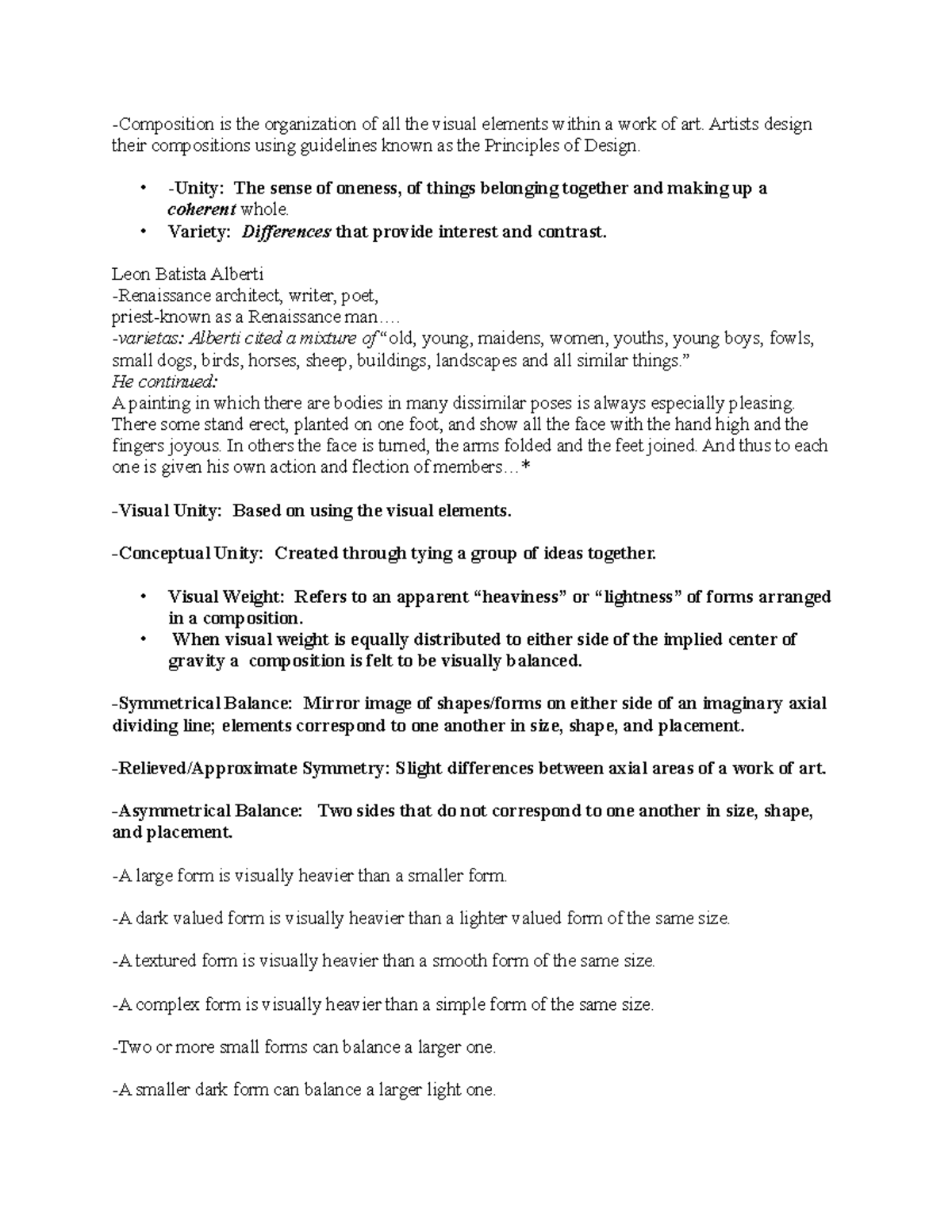 Art Notes 5 -Composition is the organization of all the visual elements ...