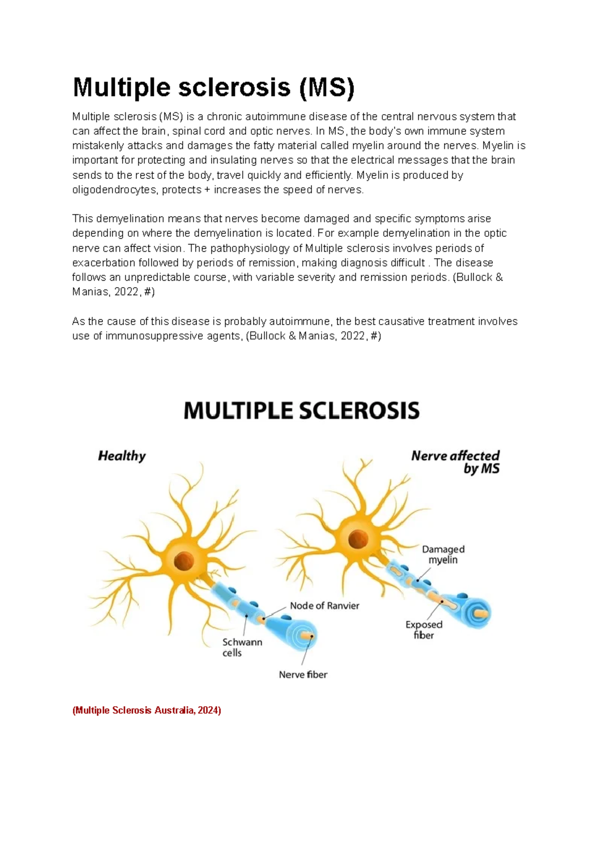 Multiple sclerosis (MS) - In MS, the body’s own immune system ...