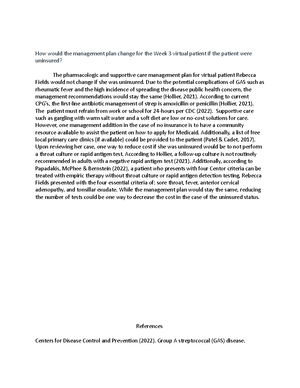 NR 509 Week 8 Reflection - Week 8 Reflection Makayla Clifton NR 509 Dr. Tracy Clark August 27 ...