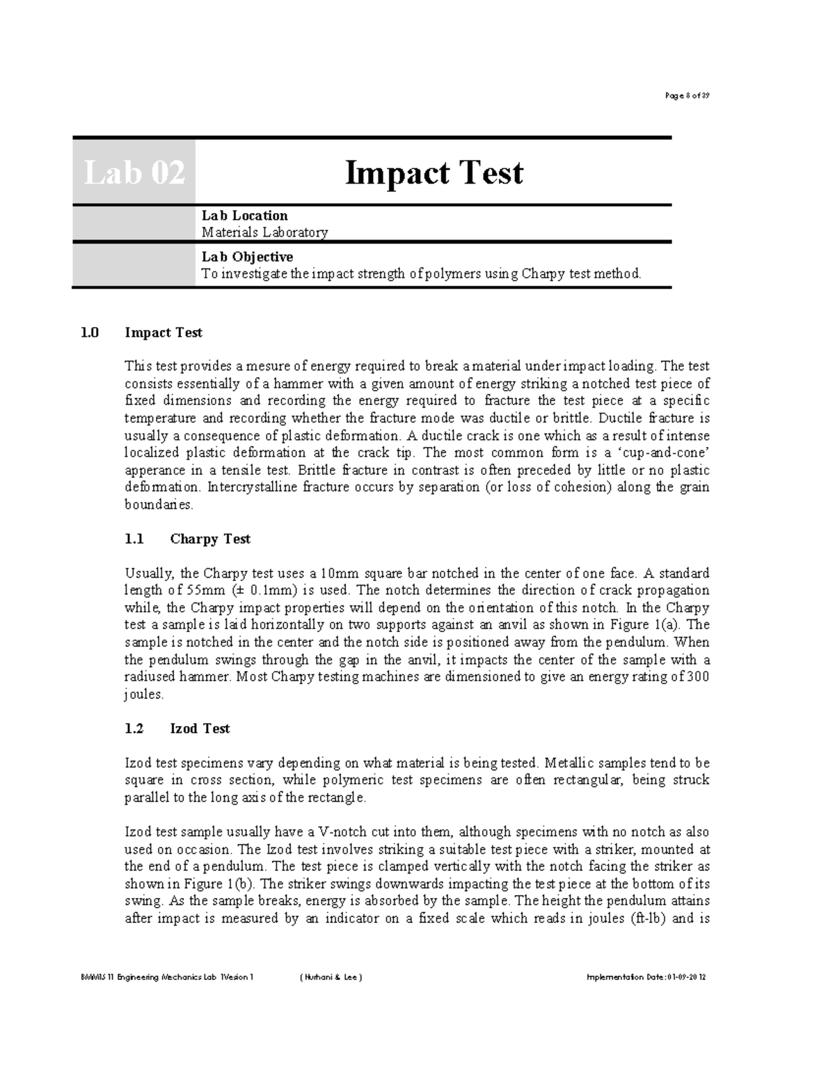 Lab 2 BMM1511 Impact Test - Page 8 of 39 BMM1511 Engineering Mechanics ...