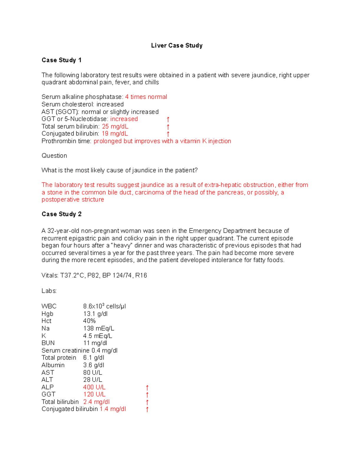 Liver CS - case study - Liver Case Study Case Study 1 The following ...