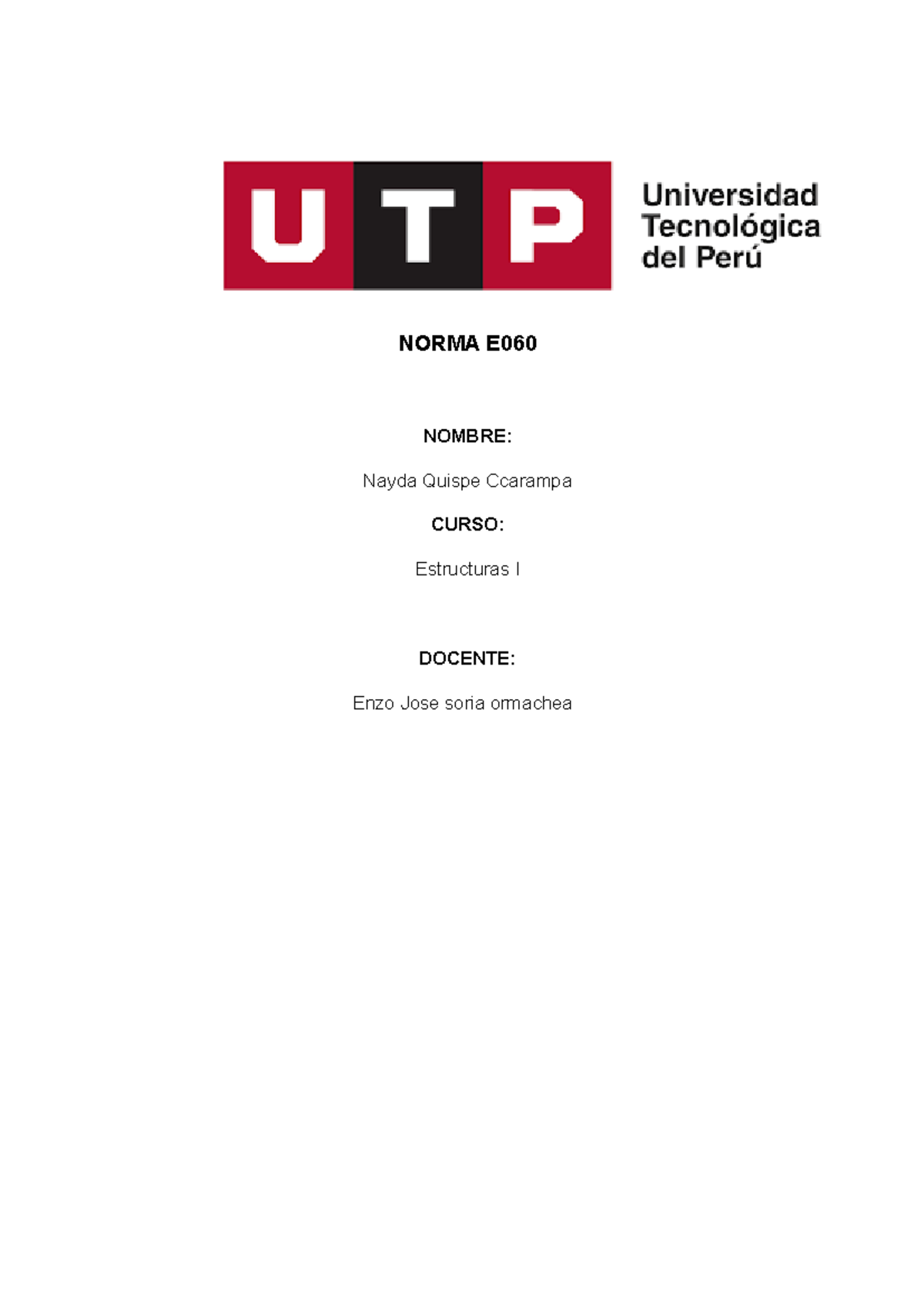 S.02 Estructura I - ESPERO TE SIRVA - NORMA E NOMBRE: Nayda Quispe ...